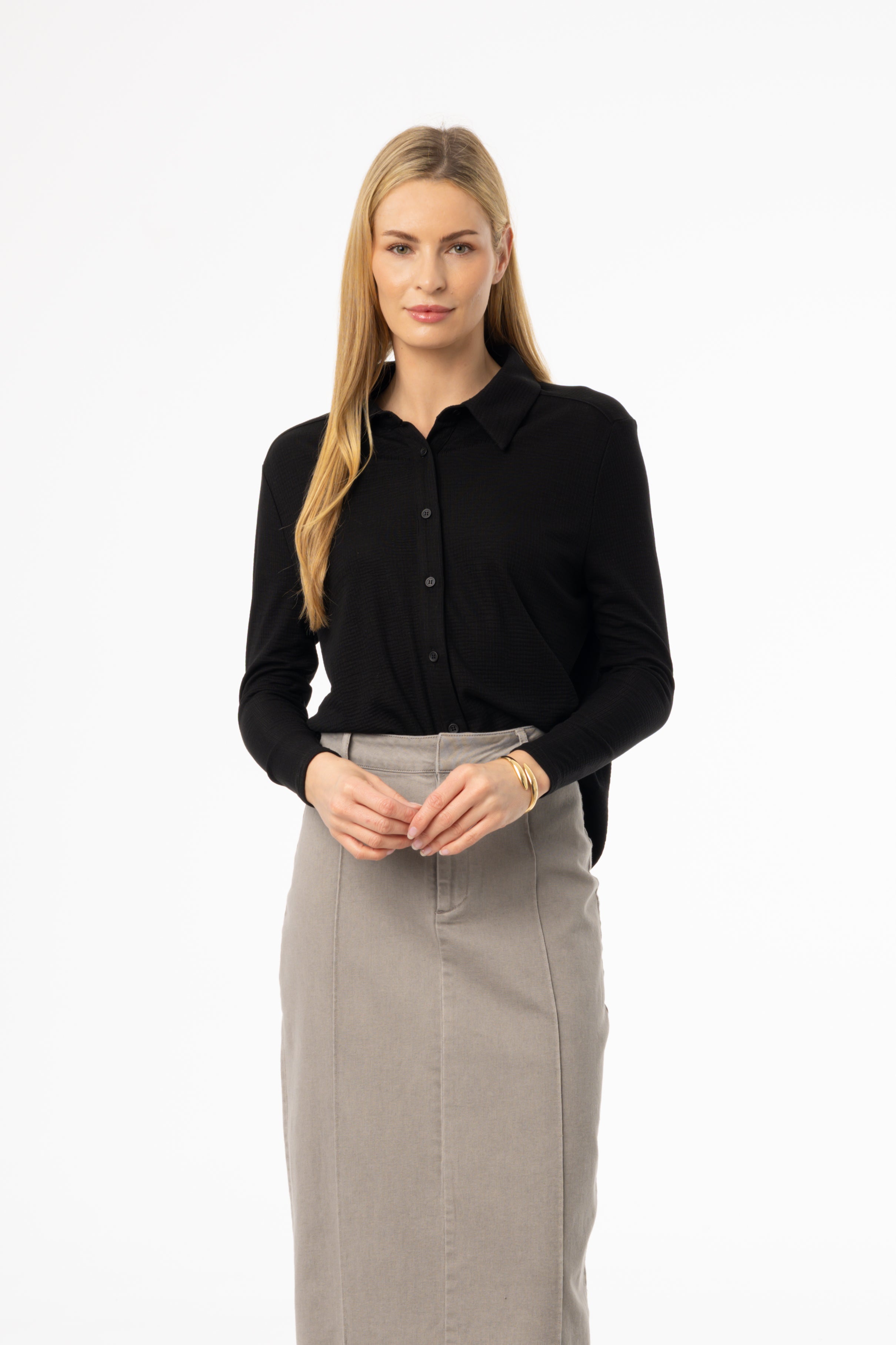 Black Waved Button Down Shirt – BLANK