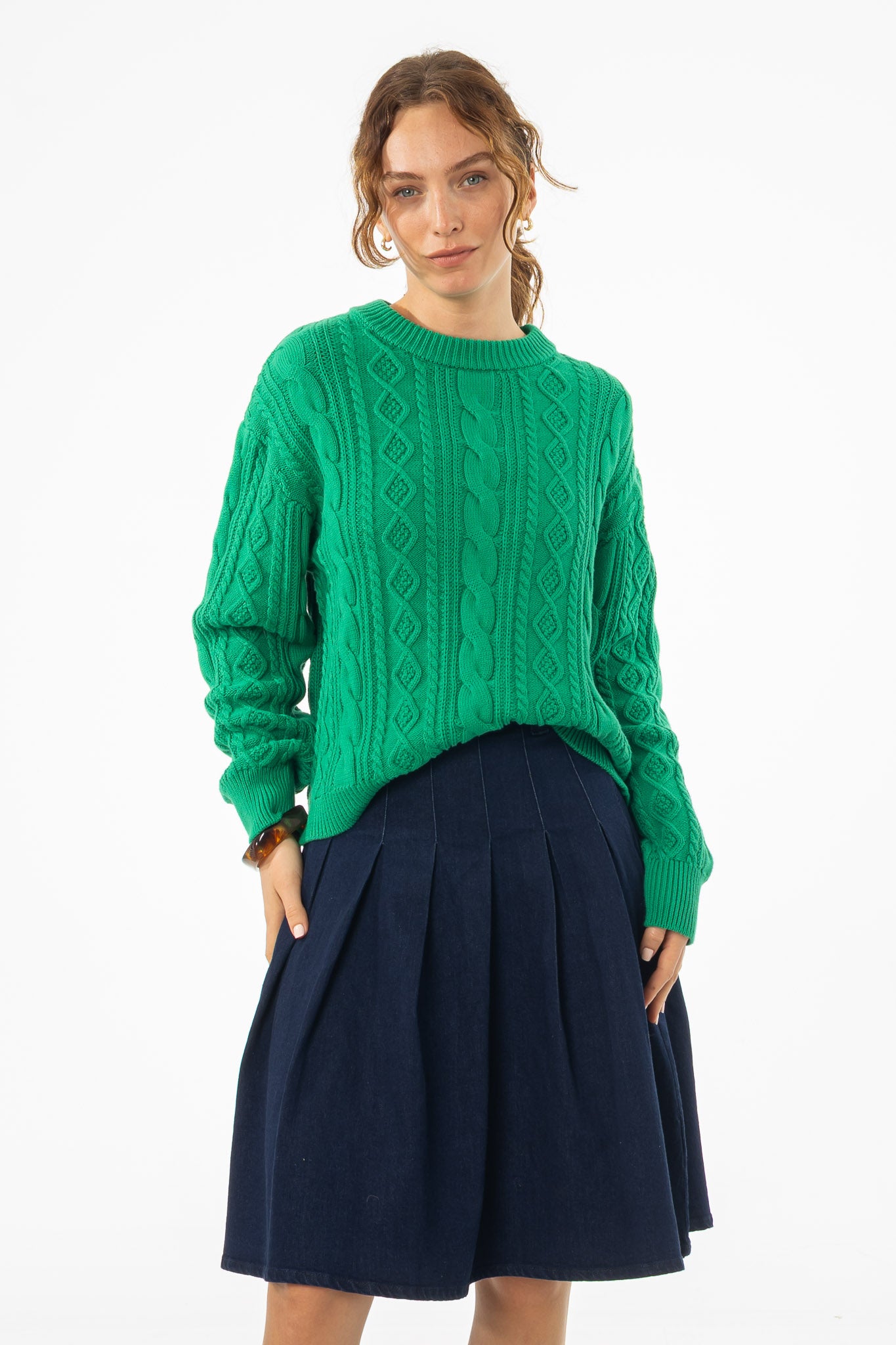 Green Tri Knit Sweater – BLANK