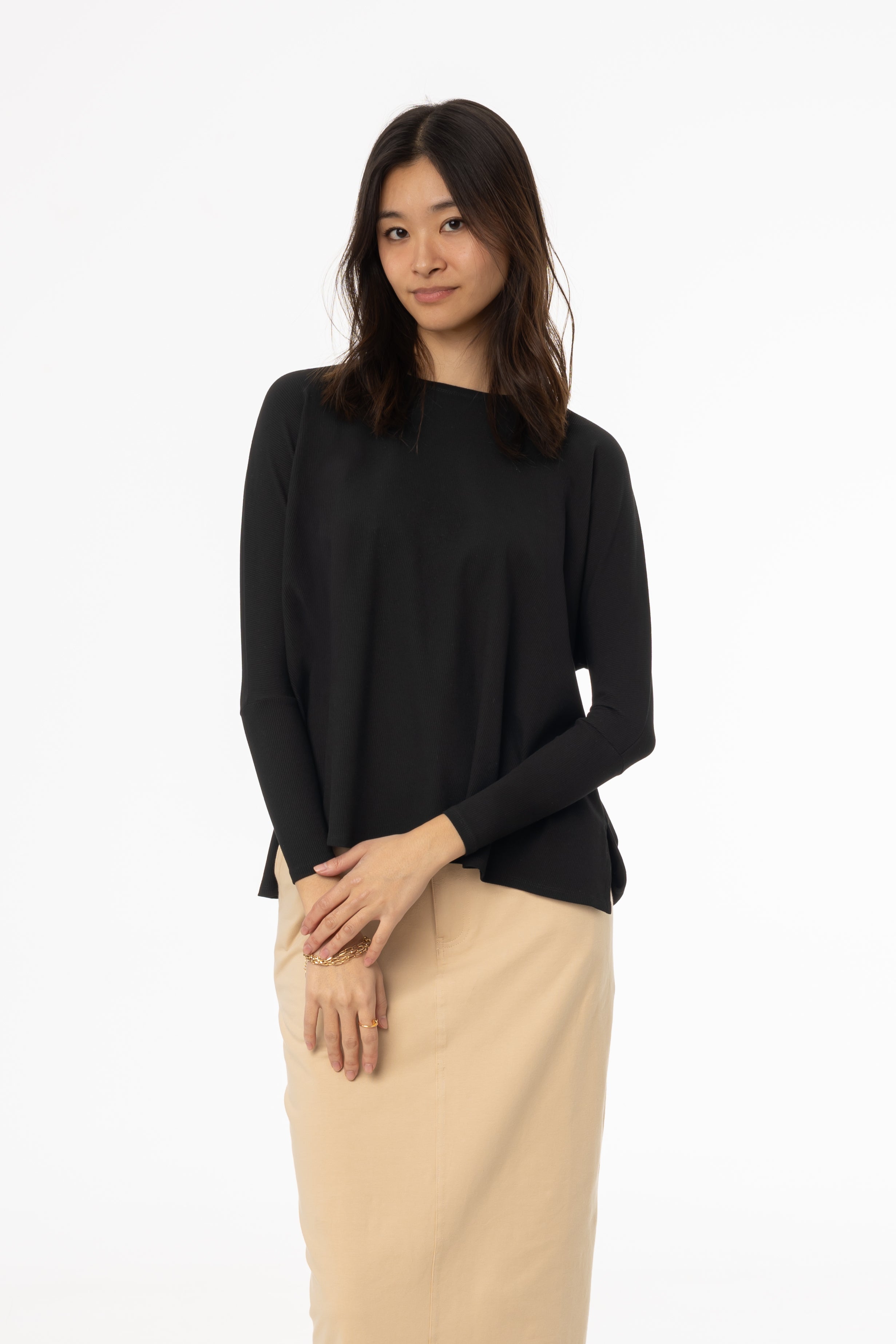 Black Ribbed Swing T-Shirt – BLANK