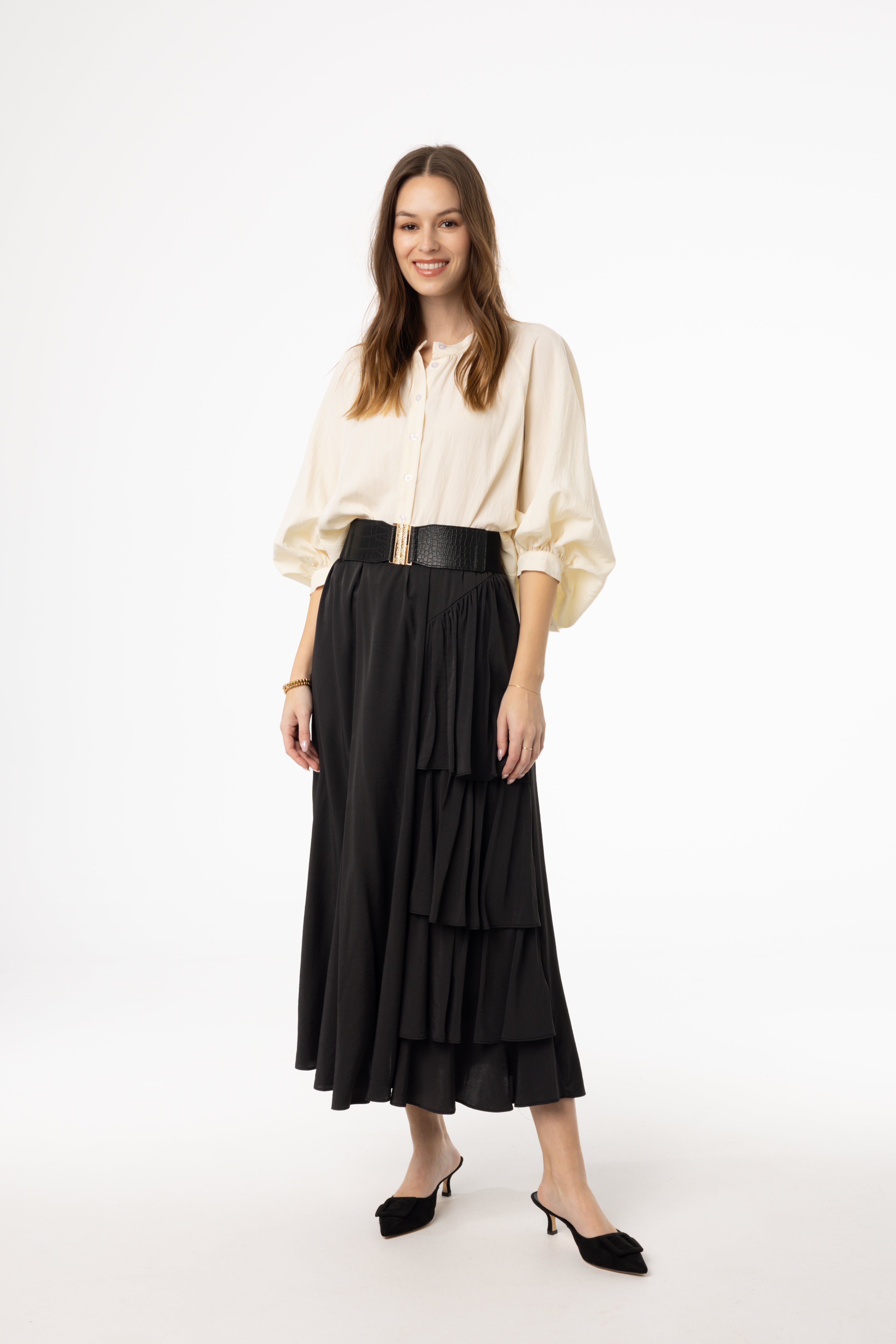 Black Side Ruffle Skirt – BLANK