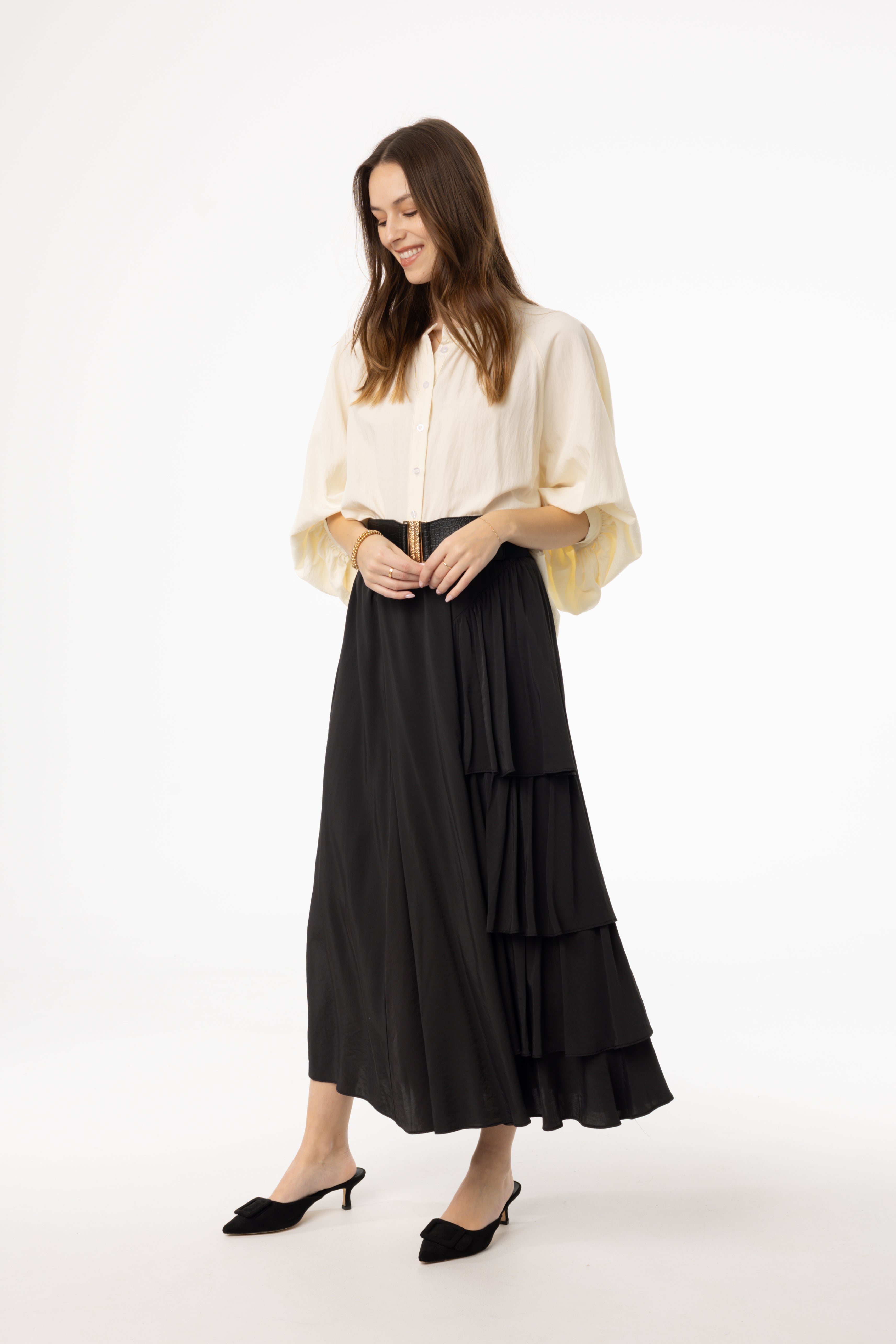 Black Side Ruffle Skirt – BLANK