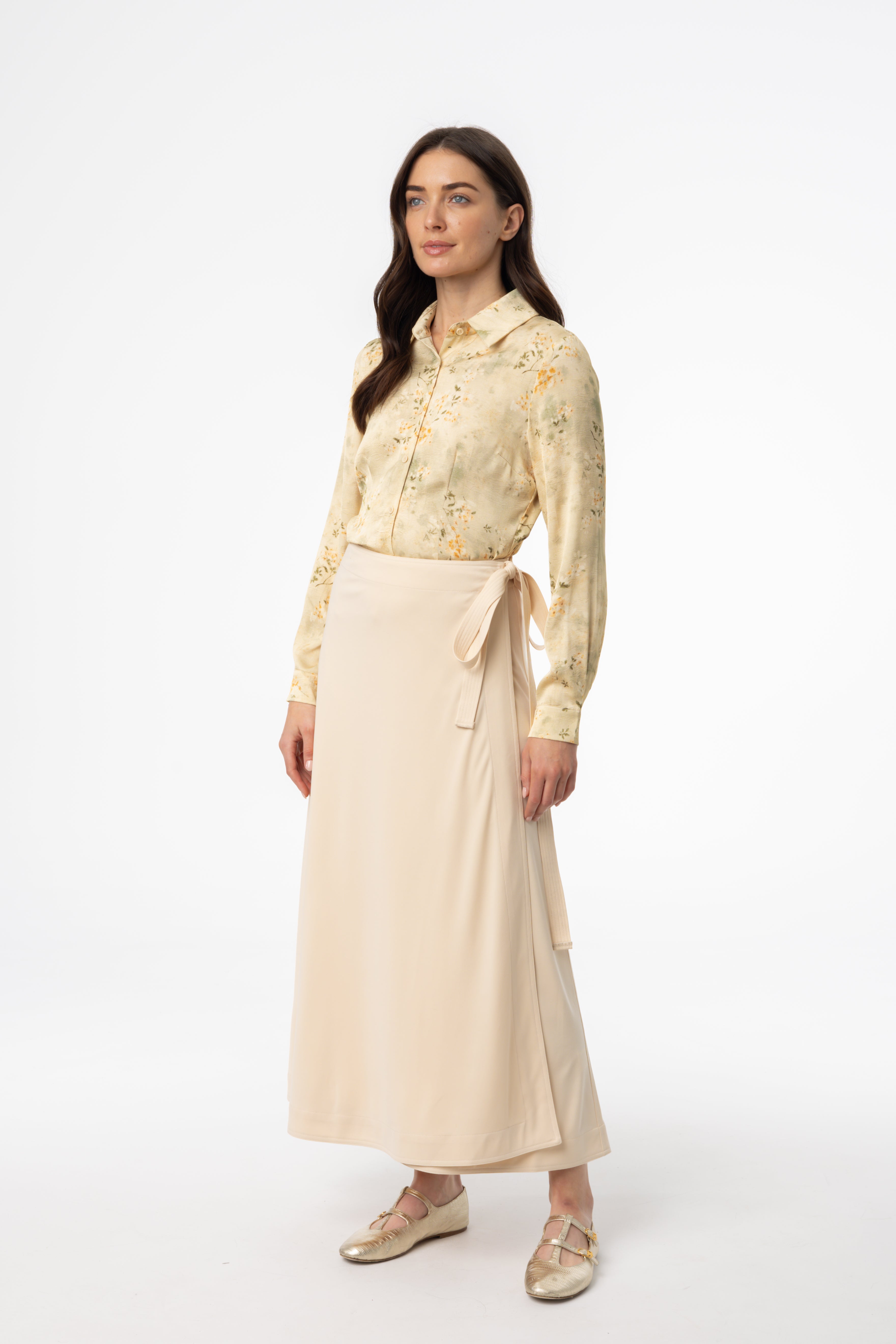 Cream Flare Wrap Skirt – BLANK