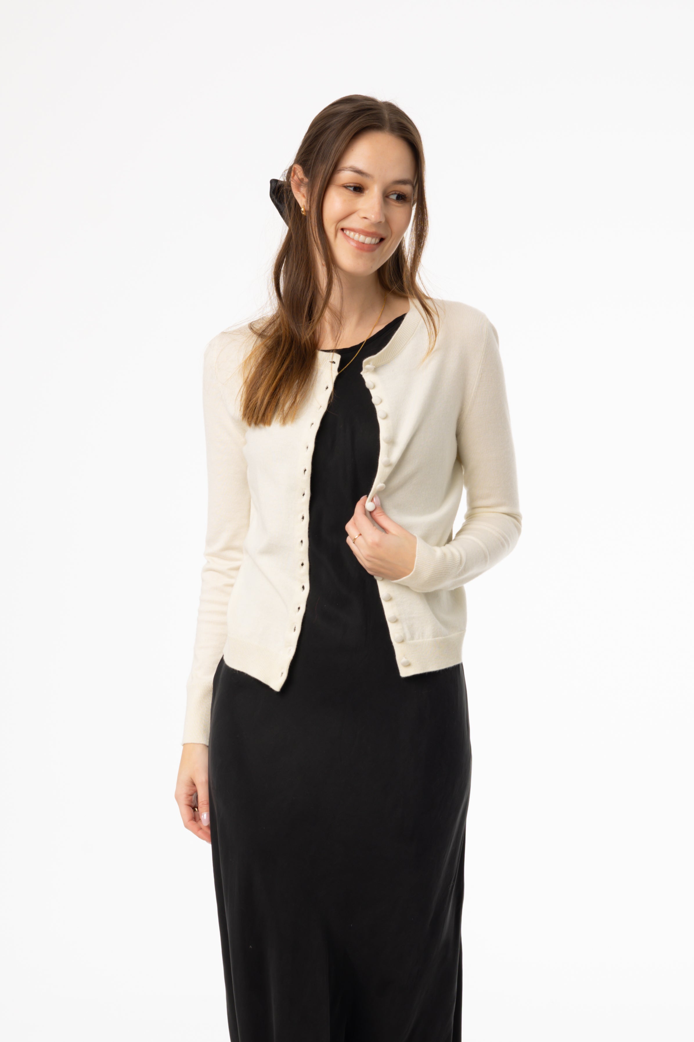 Cream Button Knit Cardigan – BLANK