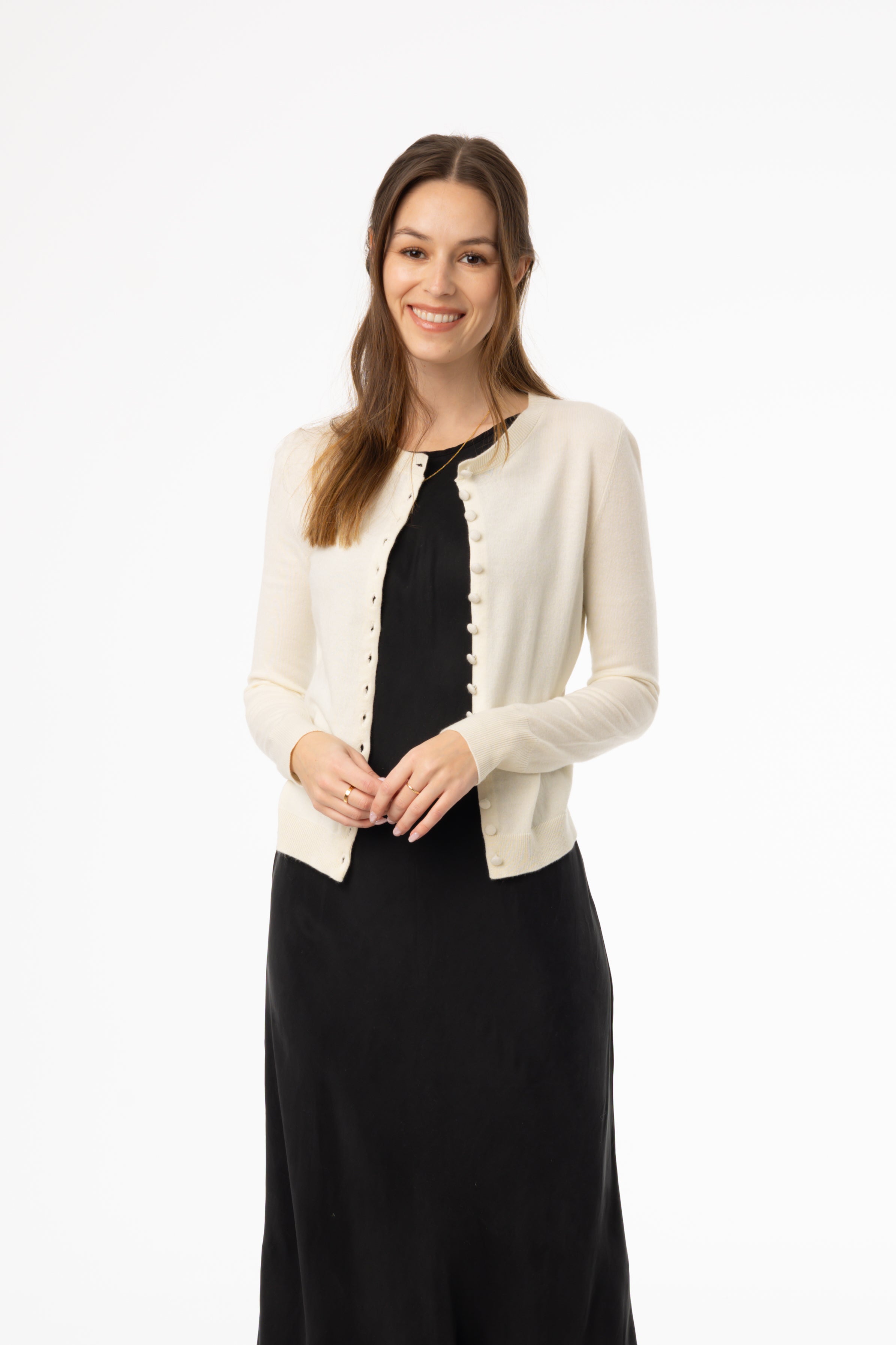 Cream Button Knit Cardigan – BLANK