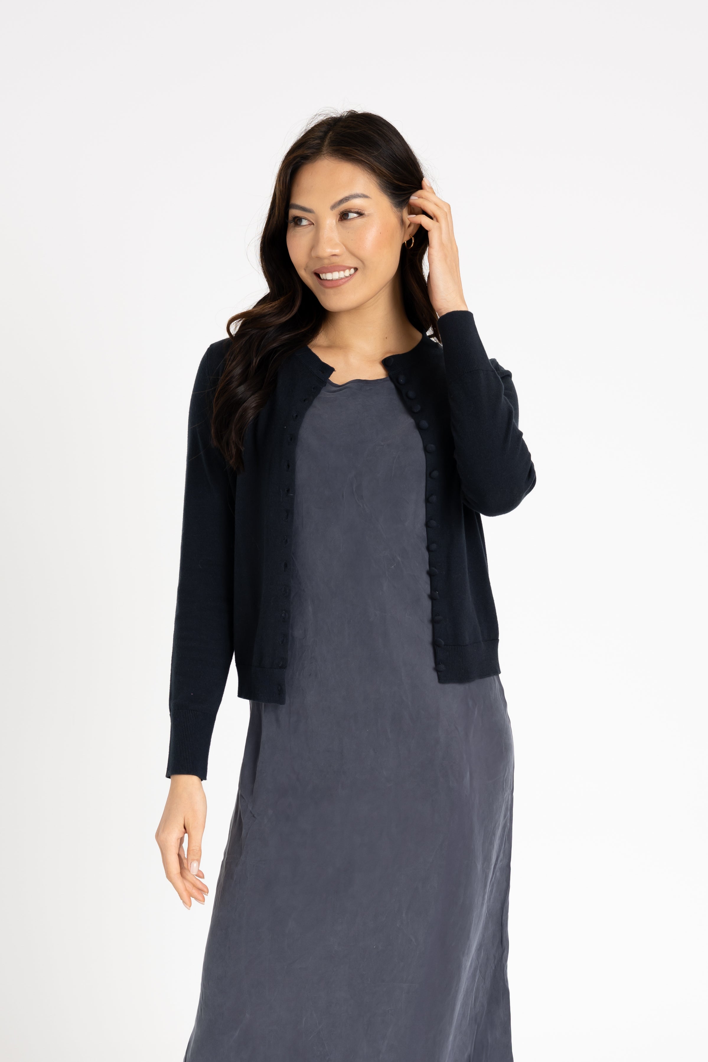 Navy Button Knit Cardigan – BLANK