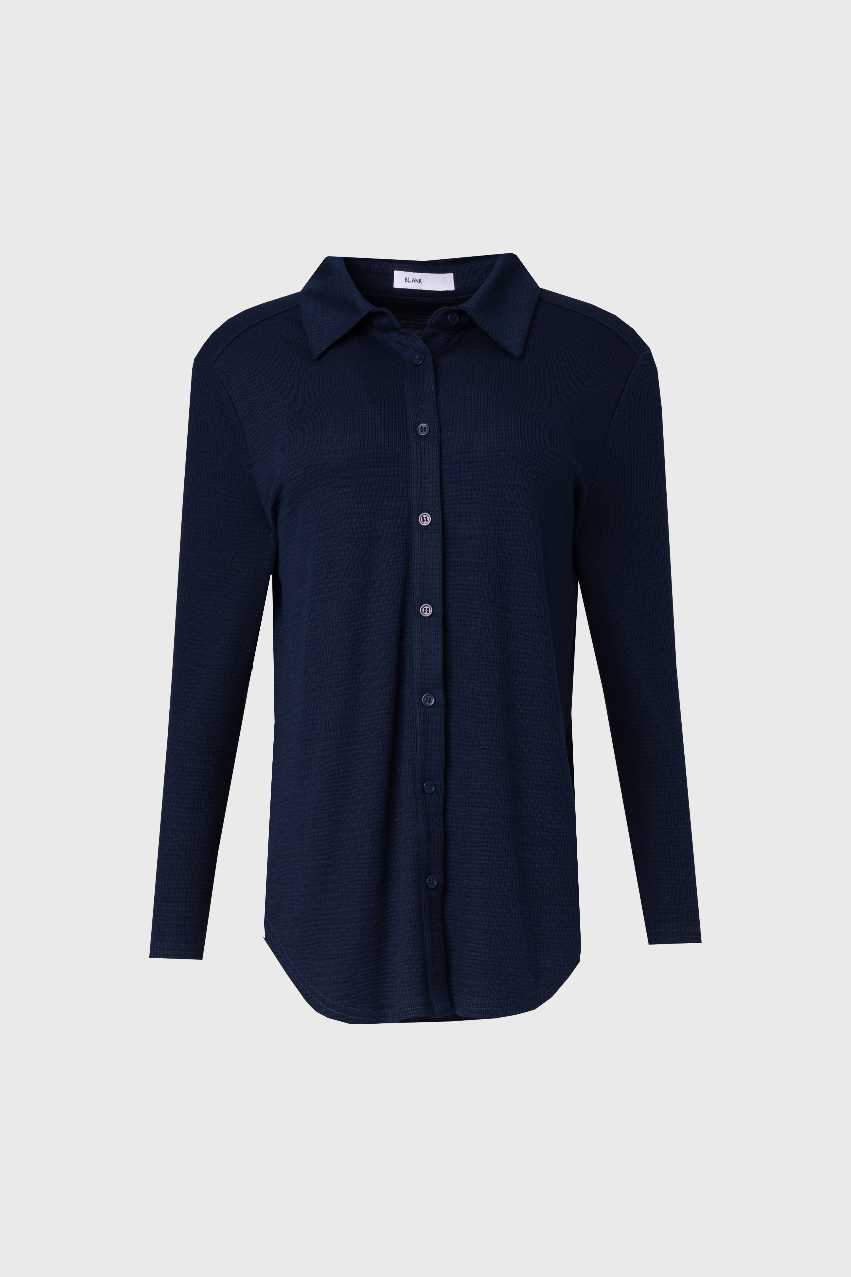 Navy Waved Button Down Shirt – BLANK