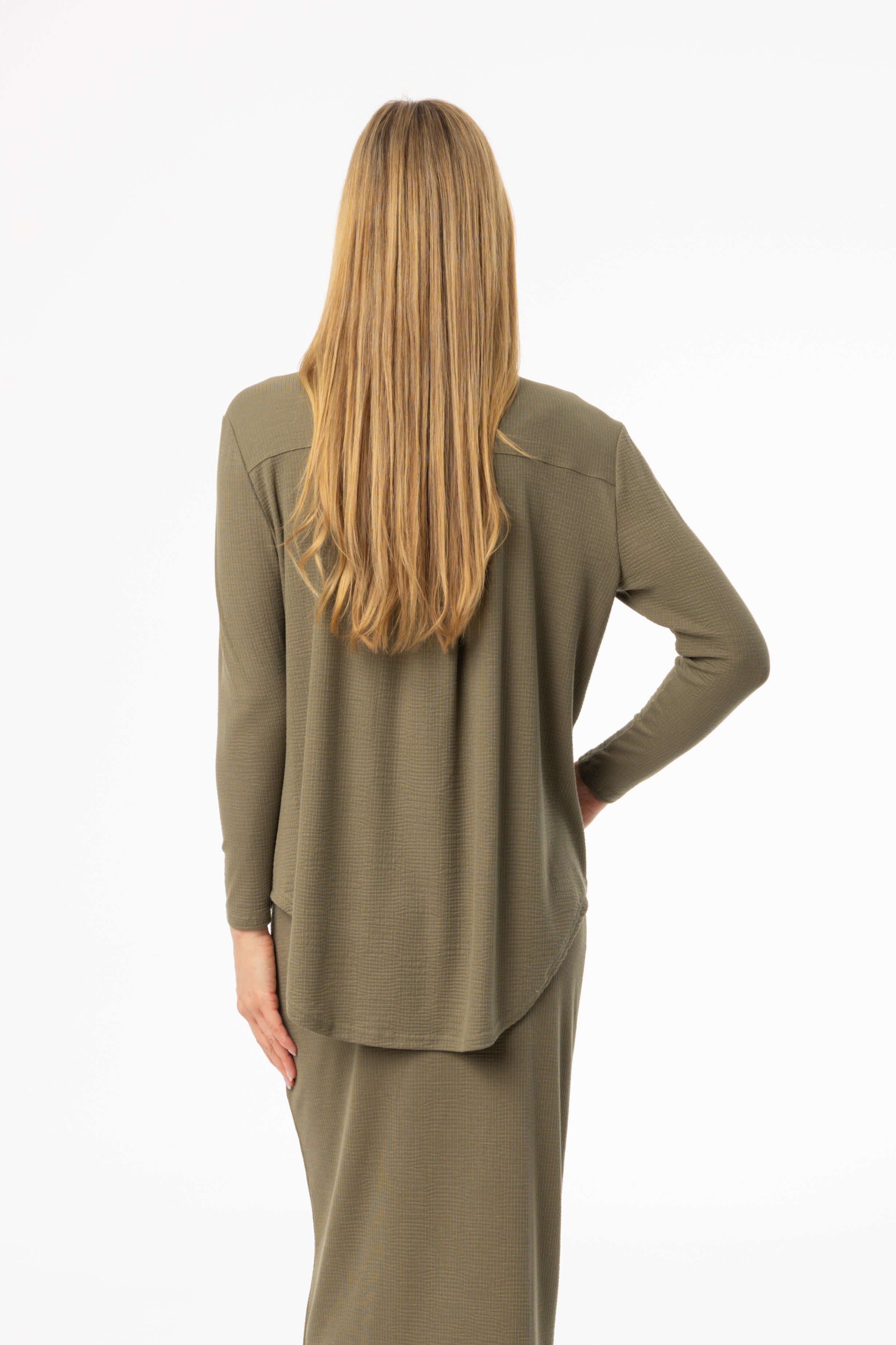 Olive Waved Button Down Shirt – BLANK