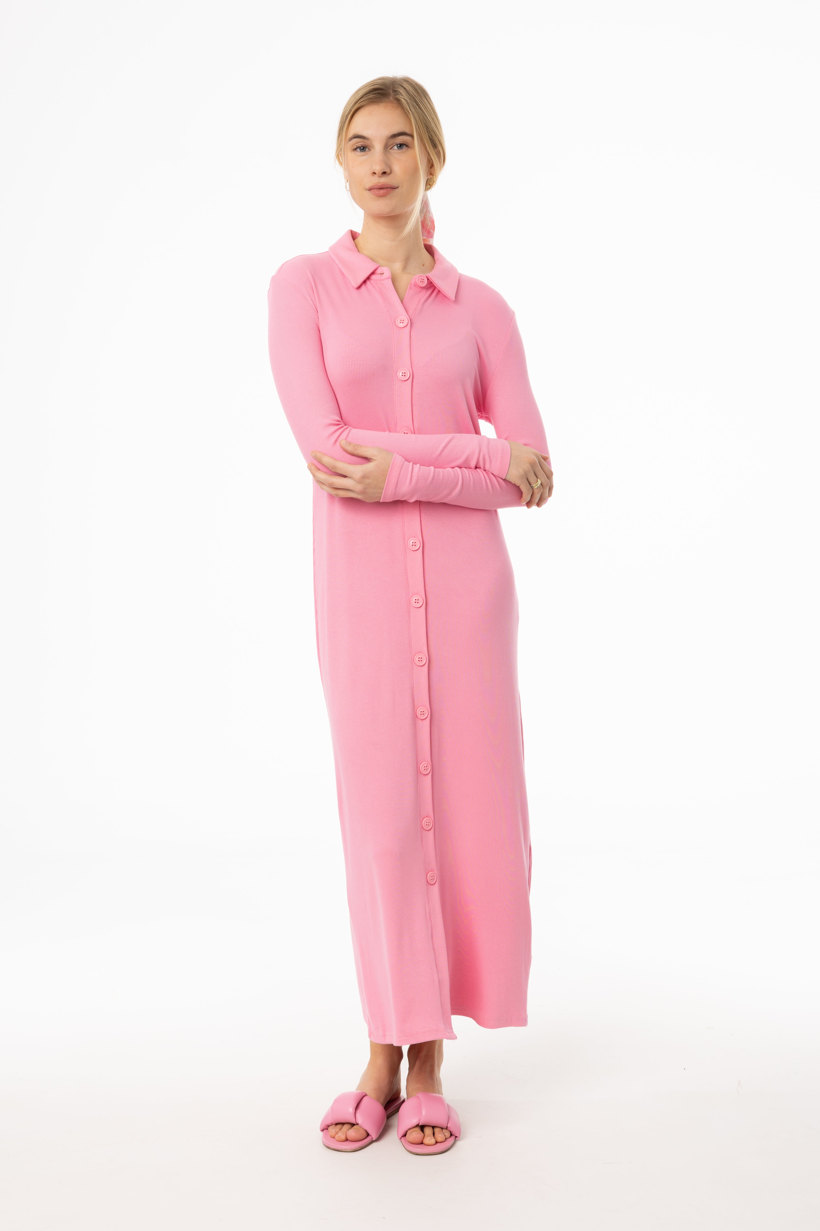 Pink Cardi Maxi Dress – BLANK