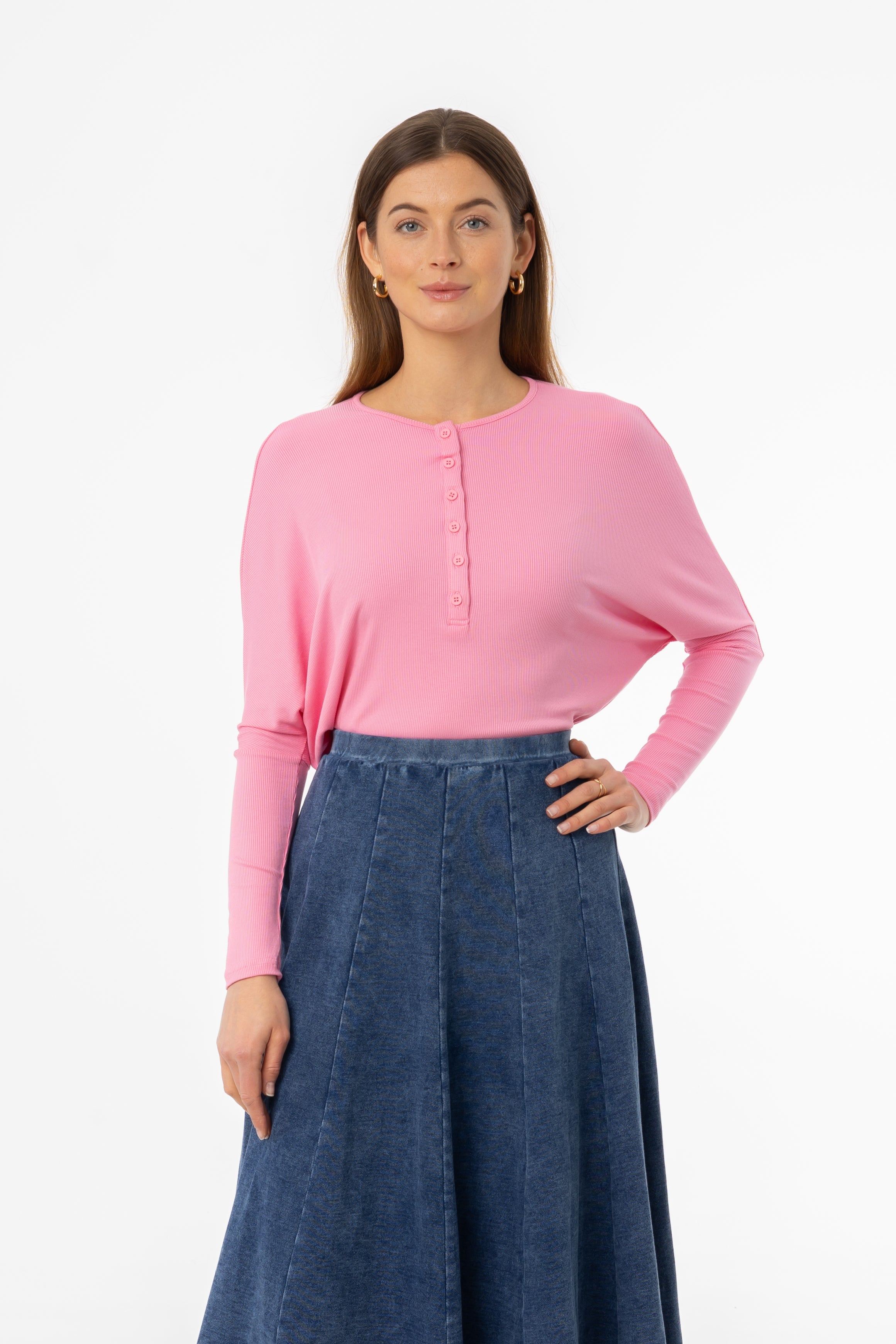 Pink Henley Dolman T-Shirt – BLANK