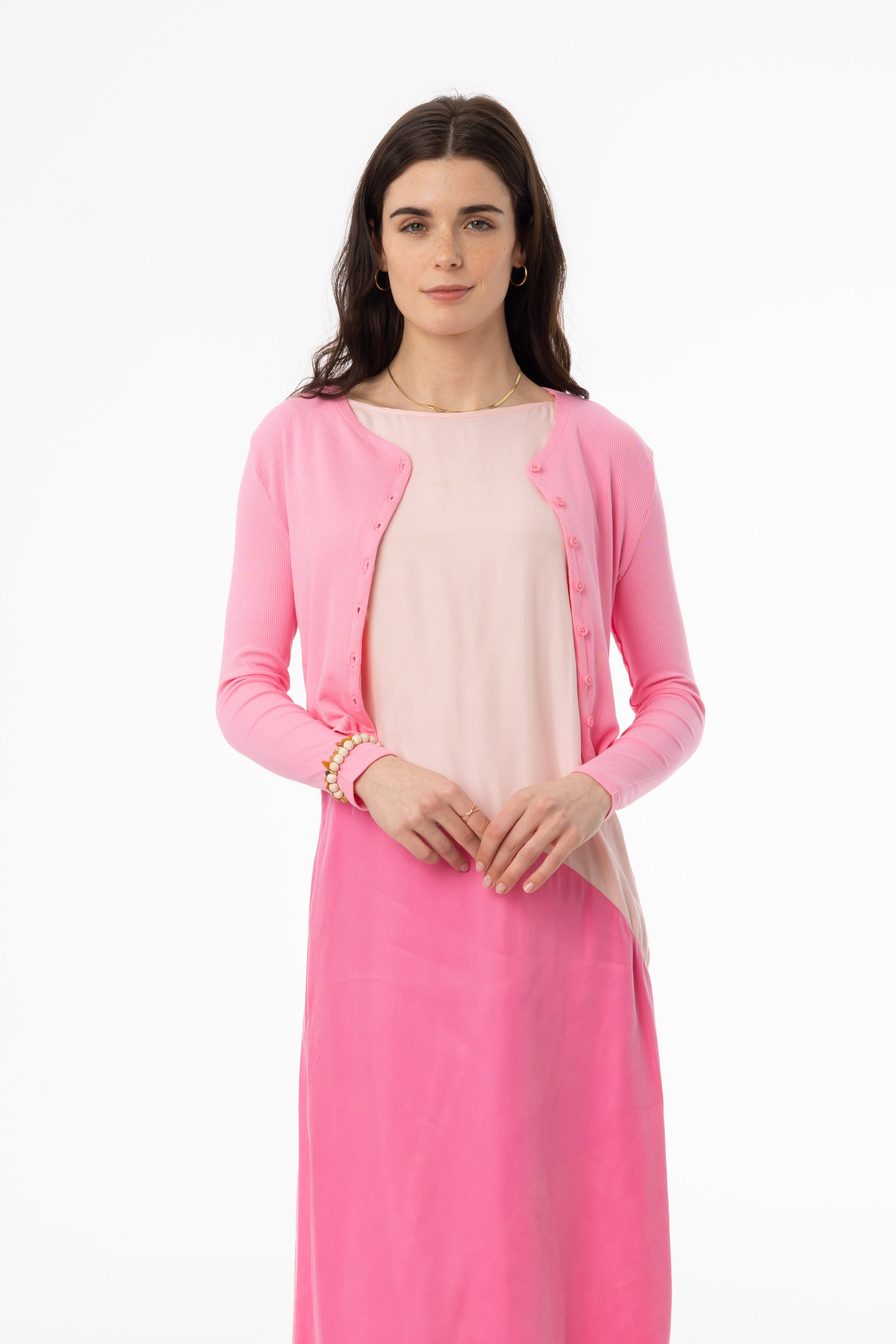 Pink Ribbed Cardigan – BLANK